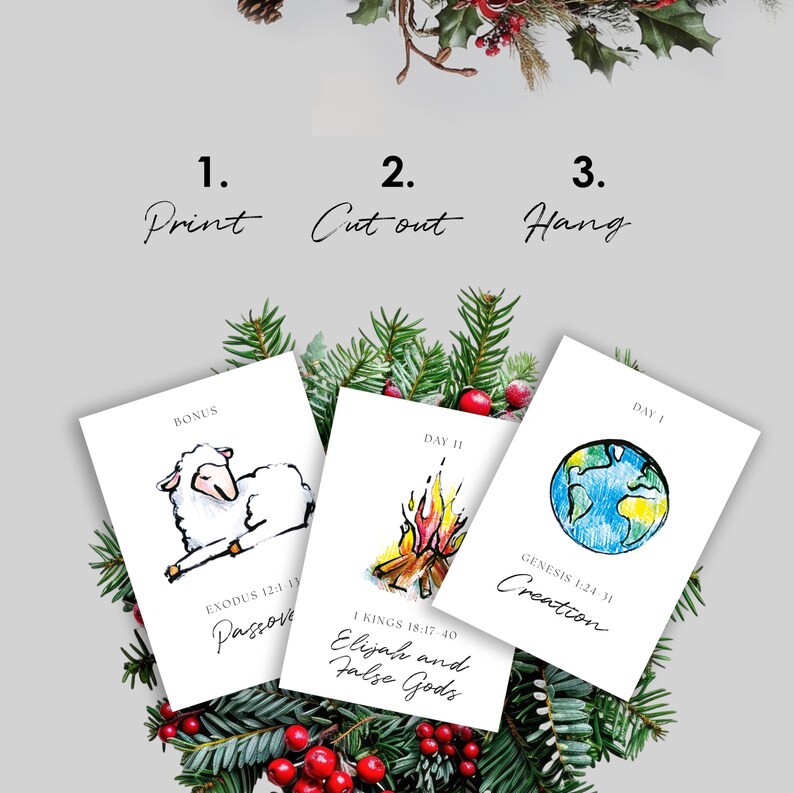 Jesse Tree Advent Cards: Nativity Christmas Countdown (digital Download ...