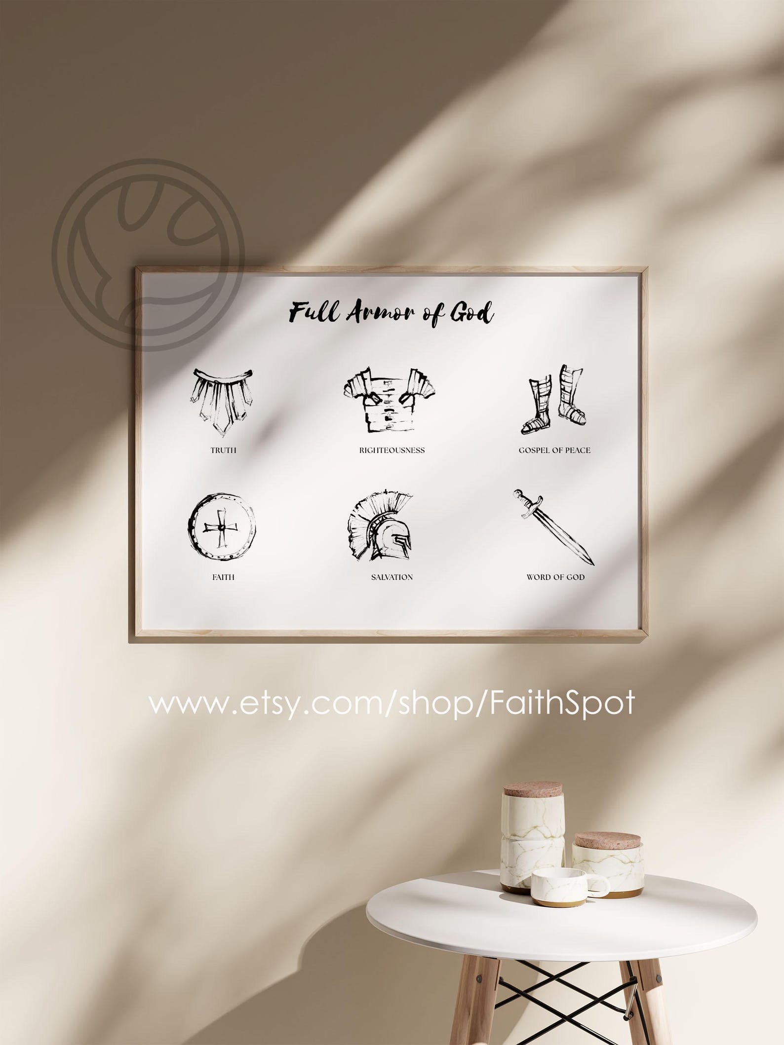 Full Armor of God Horizontal Scripture Wall Art Shield of Faith Bible ...