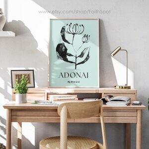 Adonai Poster Names of God Spring Wall Art Modern Whimsical Christian ...