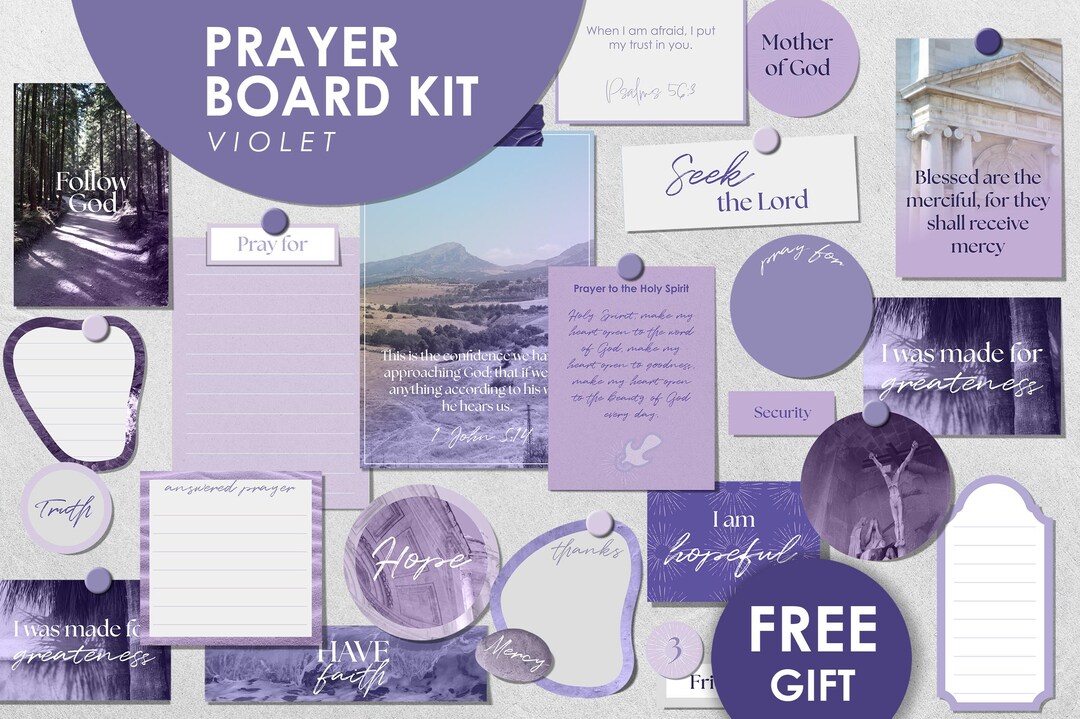 Violet Prayer Board Kit: Christian Wall Collage (digital Download) - Etsy