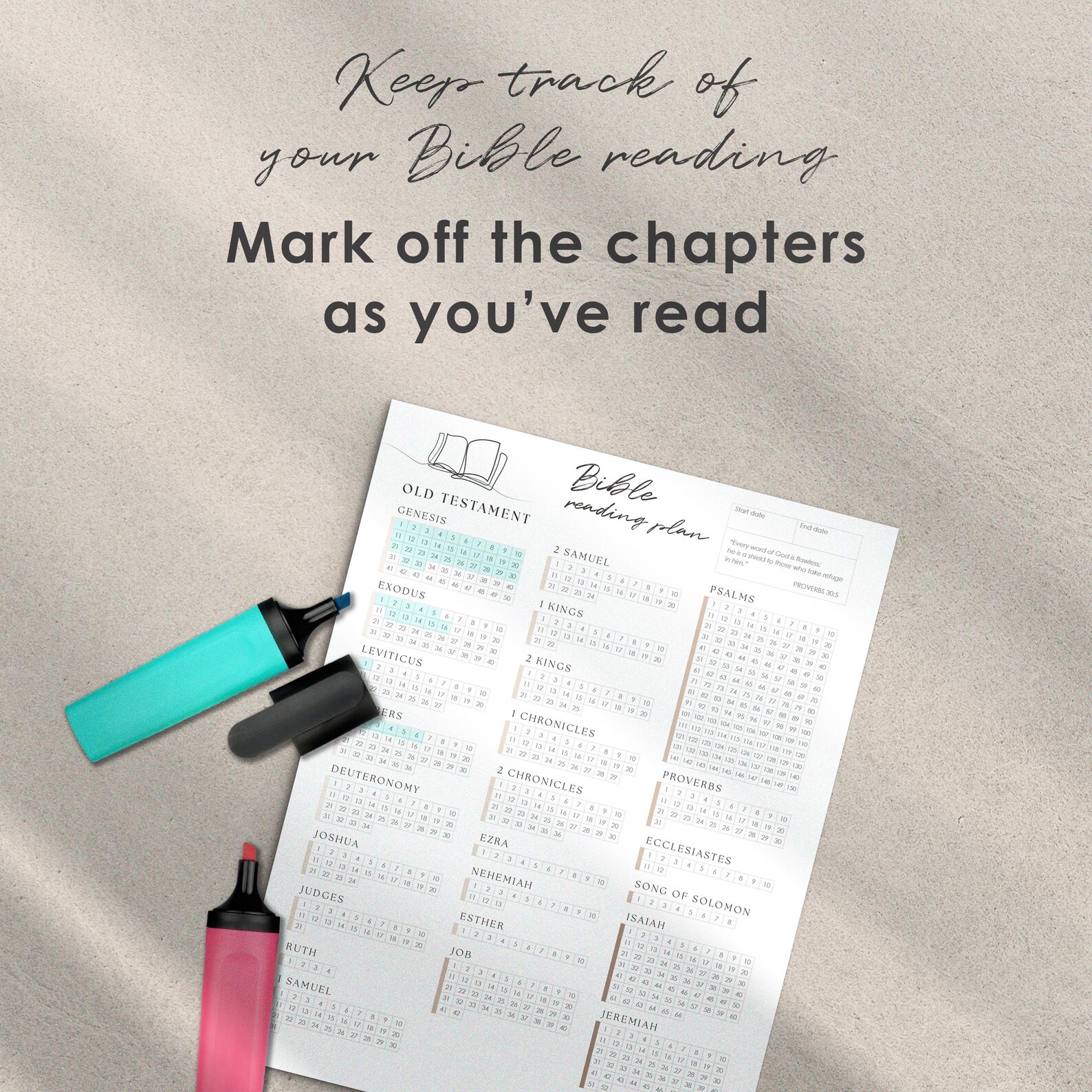 Printable Bible Reading Tracker: Chapter Checklist (digital Download ...