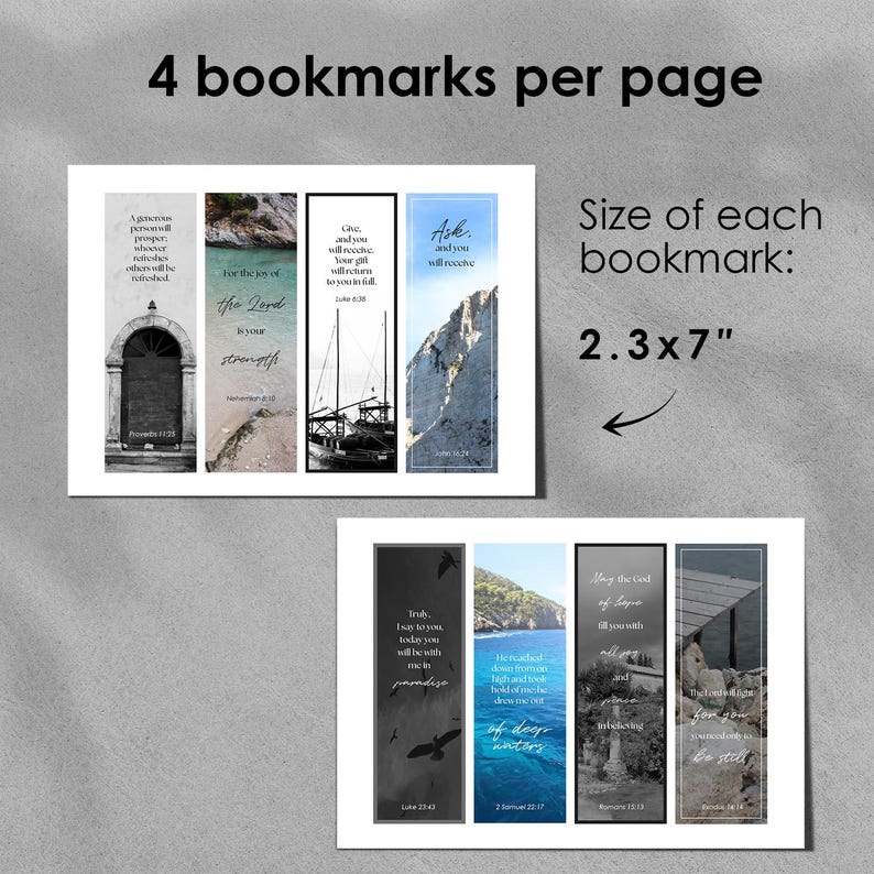Printable Bible Verse Bookmarks, Set of 8 Unique Scripture Bookmarks ...