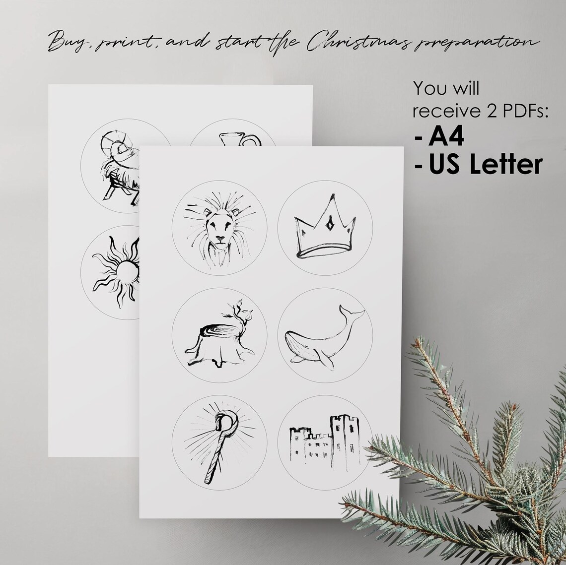 Jesse Tree Ornaments: Advent Calendar Coloring Pages (digital Download ...
