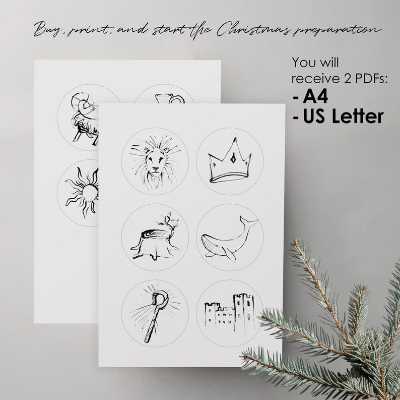 Jesse Tree Ornaments: Advent Calendar Coloring Pages (digital Download ...
