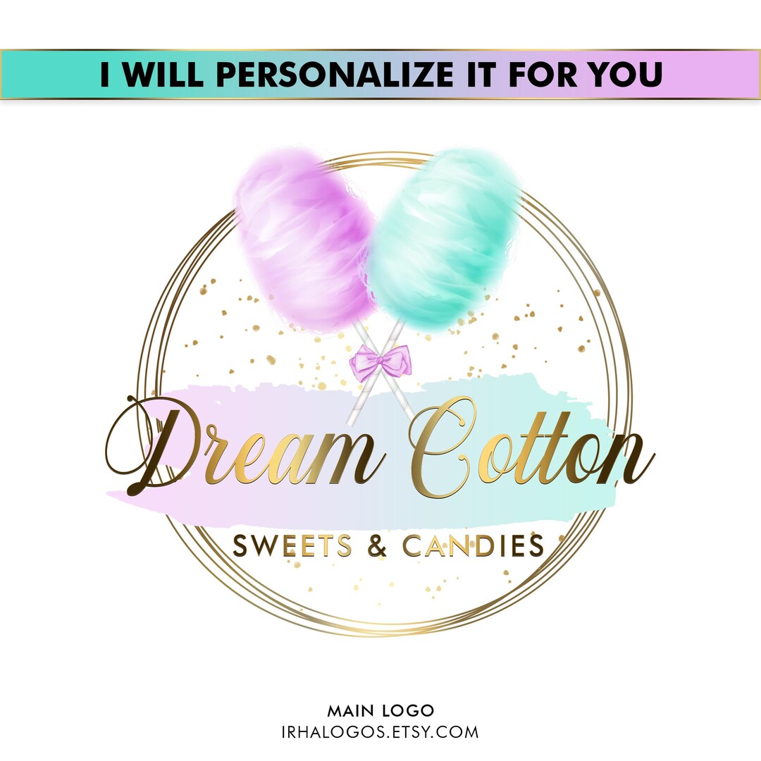 Cotton Candy Logo, Premade Logo, Vector Cotton Candy Cute Design, Kids ...