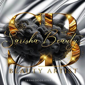 Gold Black Watercolor Logo, Smoke Logo, Beauty Logo, Makeup Artist Logo ...