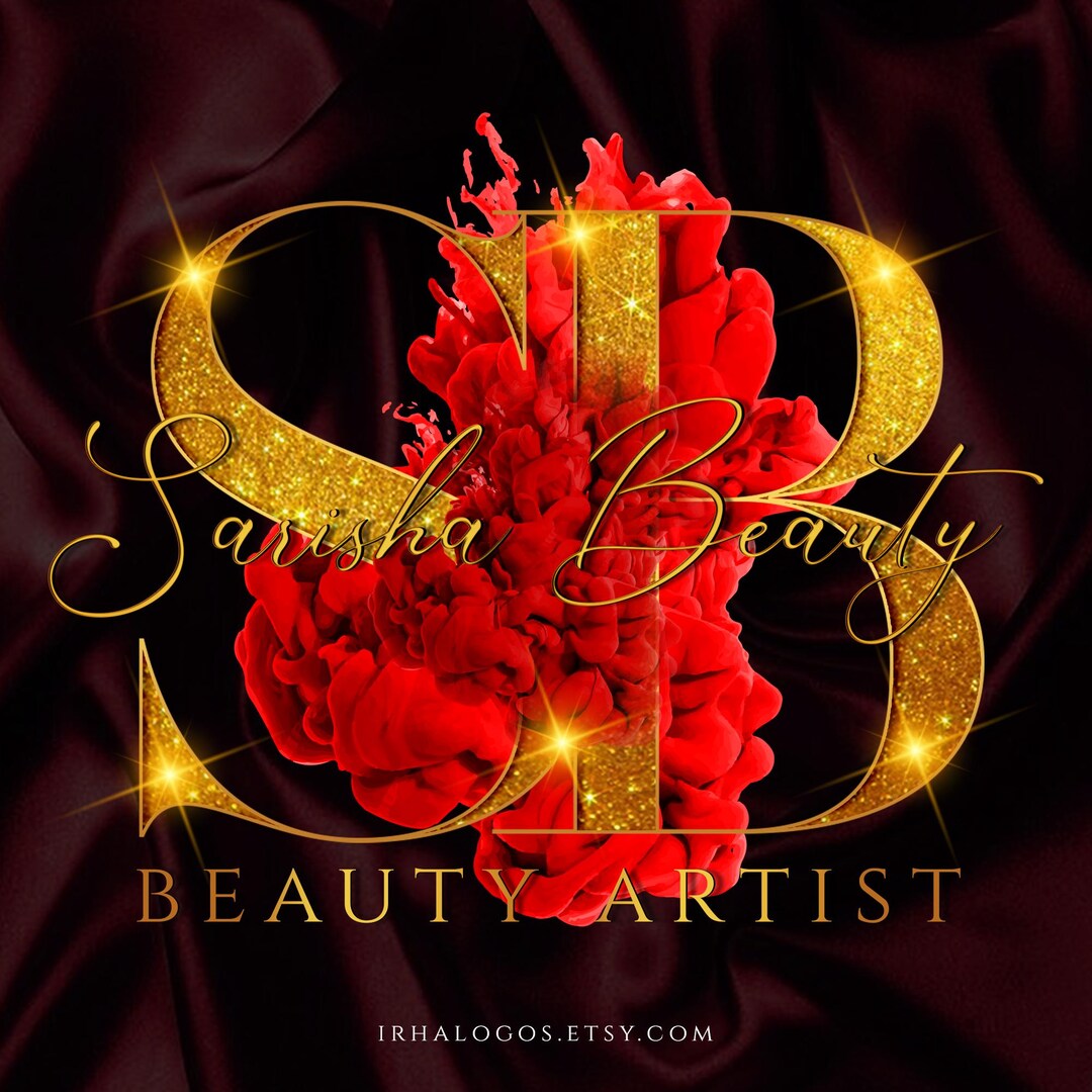 Red Gold Watercolor Logo, Red Smoke Logo, Beauty Logo, Makeup Logo ...