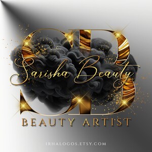 Gold Black Watercolor Logo, Smoke Logo, Beauty Logo, Makeup Artist Logo ...