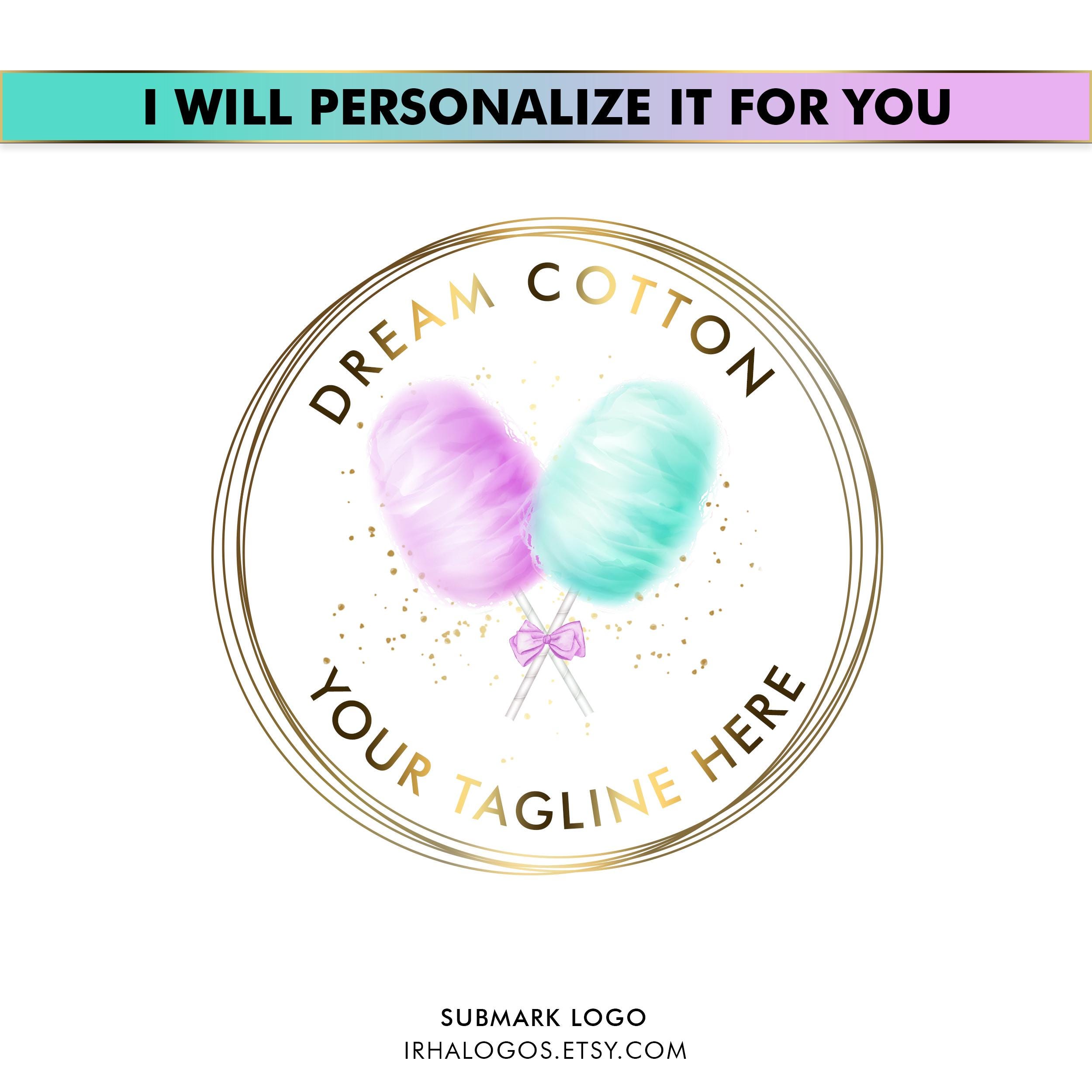 Cotton Candy Logo, Premade Logo, Vector Cotton Candy Cute Design, Kids ...