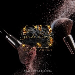 Gold Black Watercolor Logo, Smoke Logo, Beauty Logo, Makeup Artist Logo ...