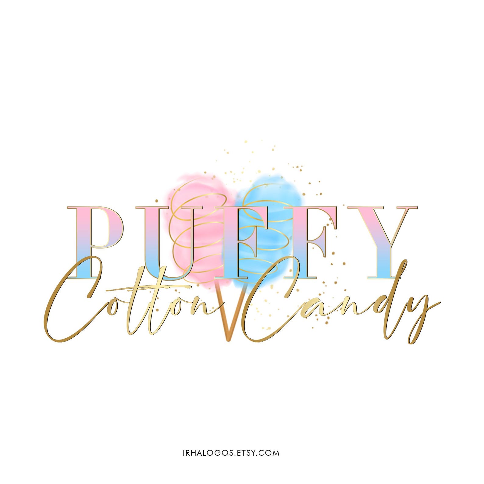 Cotton Candy Logo, Watercolor Premade Logo, Vector Cotton Candy Cute ...