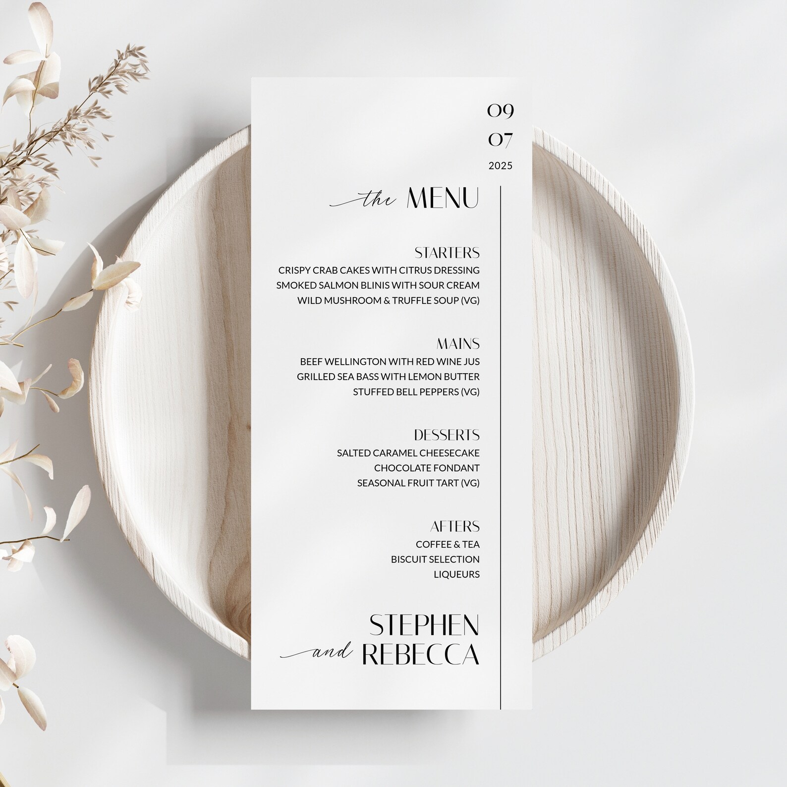 Modern Minimalist Wedding Menu Instant Download Wedding Menu Printable ...