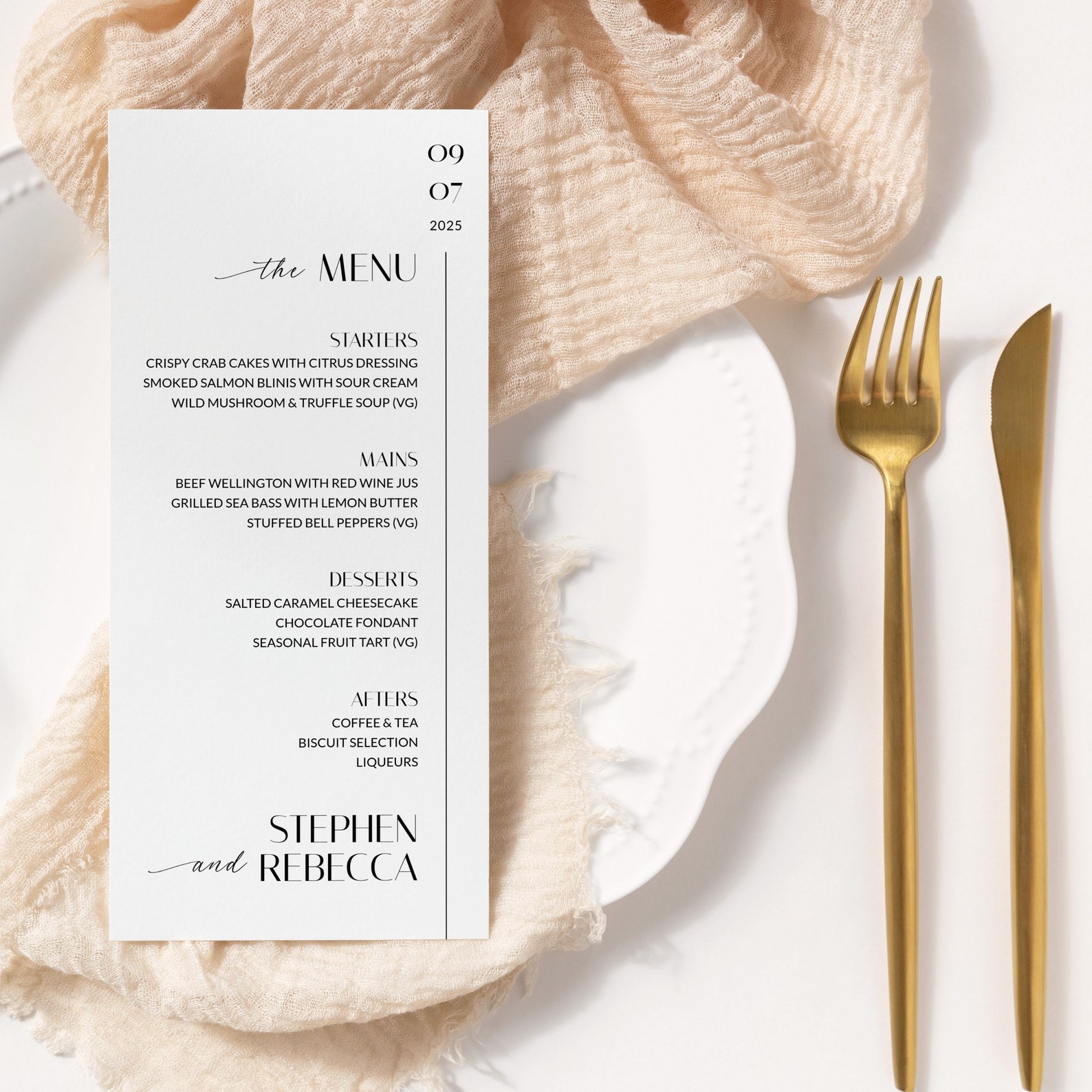 Modern Minimalist Wedding Menu Instant Download Wedding Menu Printable ...