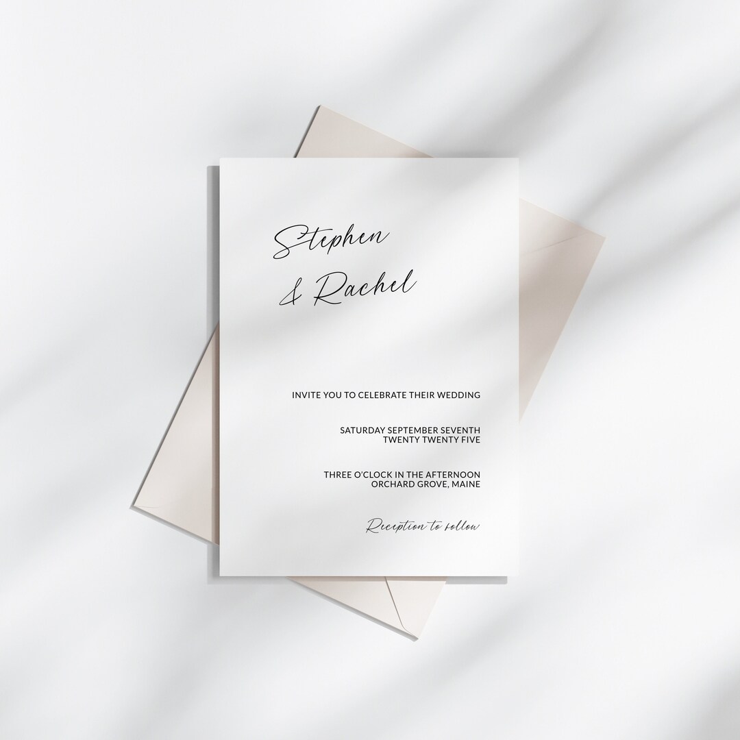 Editable Minimalist Wedding Invite Elegant Invitation Digital Instant ...