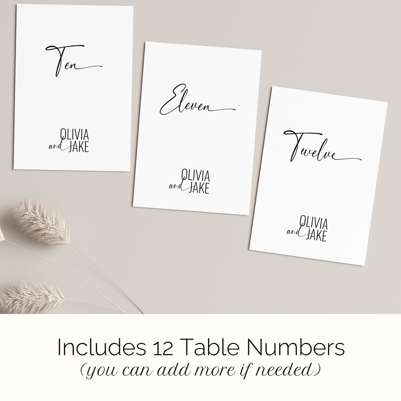 Table Numbers Wedding Table Signs Instant Download Custom Wedding ...