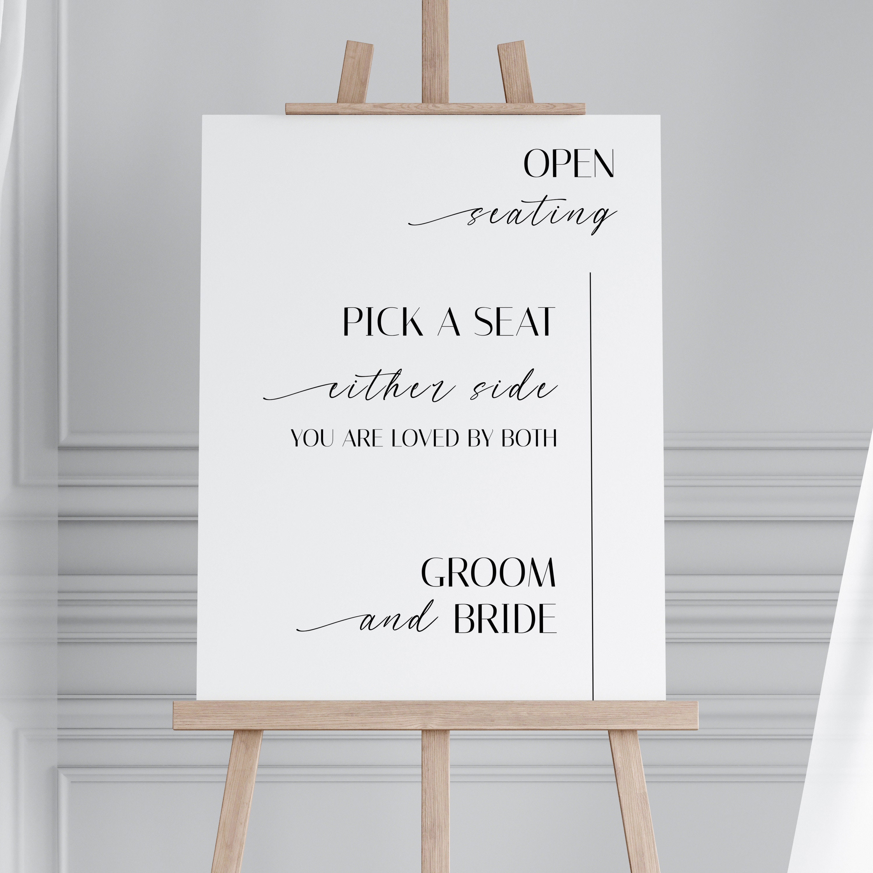 Open Seating Wedding Sign | Minimalist Wedding Signage | Pick a Seat ...