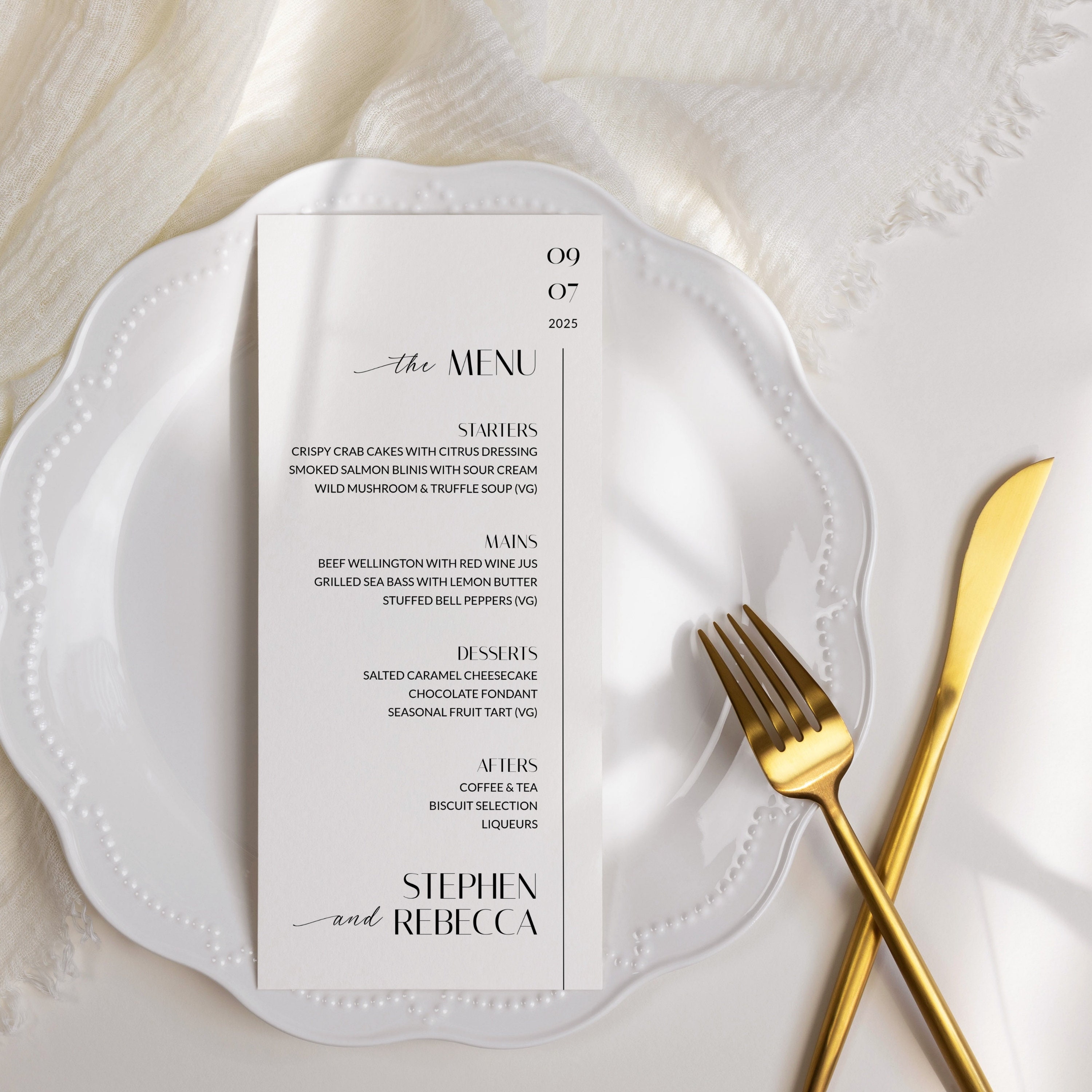 Modern Minimalist Wedding Menu Instant Download Wedding Menu Printable ...