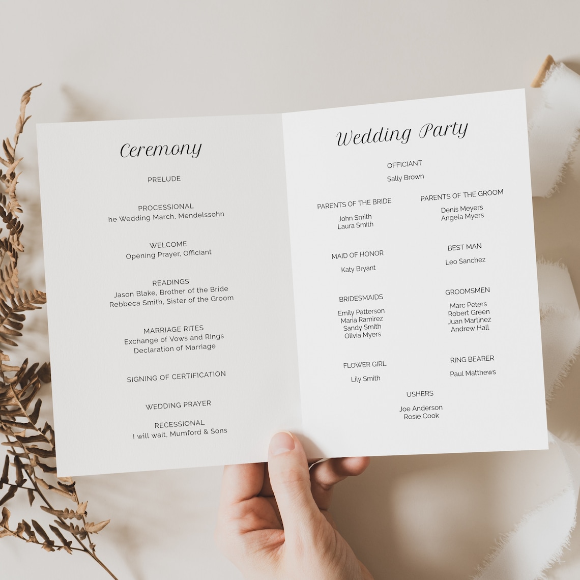 Church Wedding Program Template Traditional Catholic Wedding Order of ...