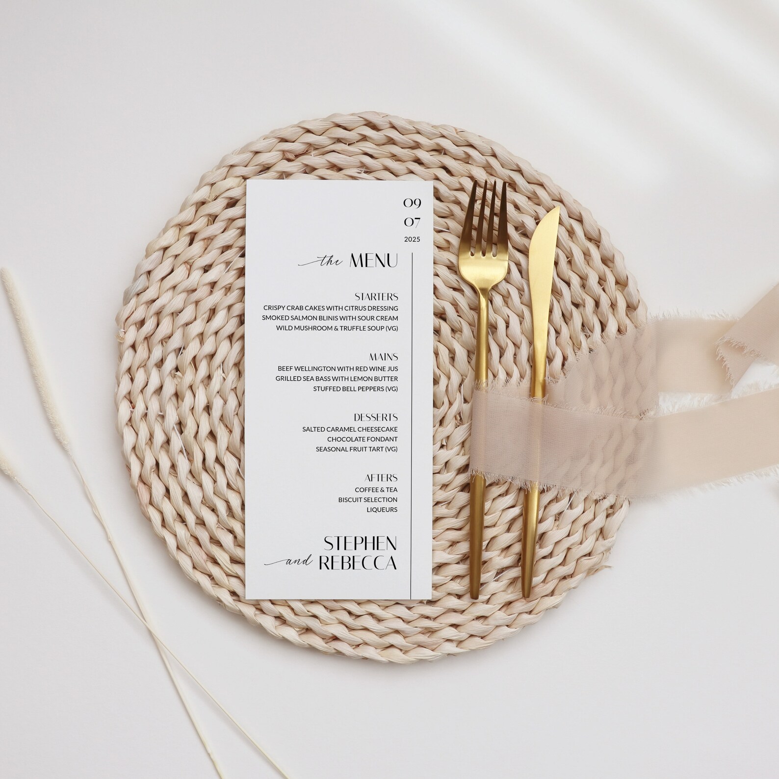 Modern Minimalist Wedding Menu Instant Download Wedding Menu Printable ...
