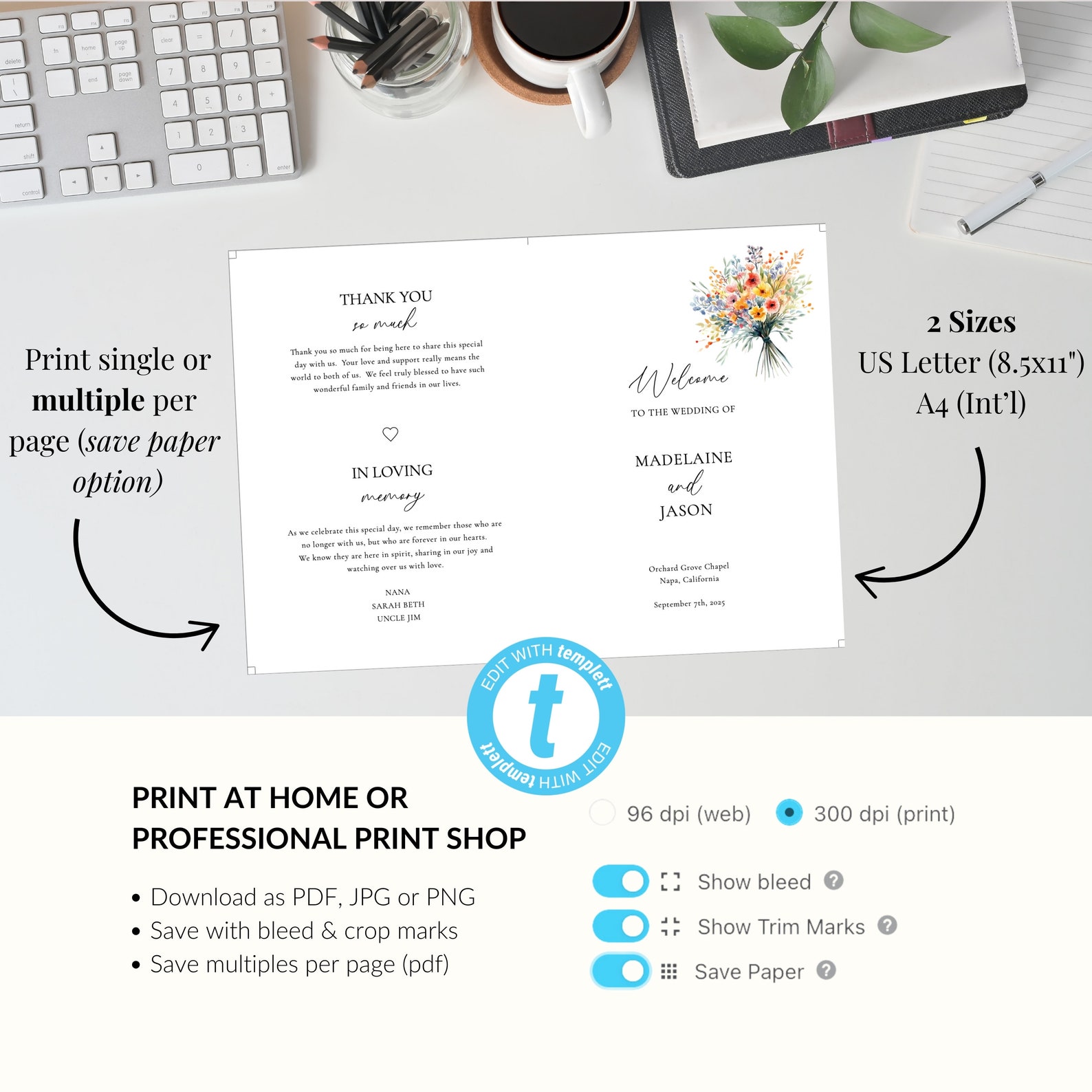 Church Wedding Program Template | Traditional Catholic Wedding Order of ...