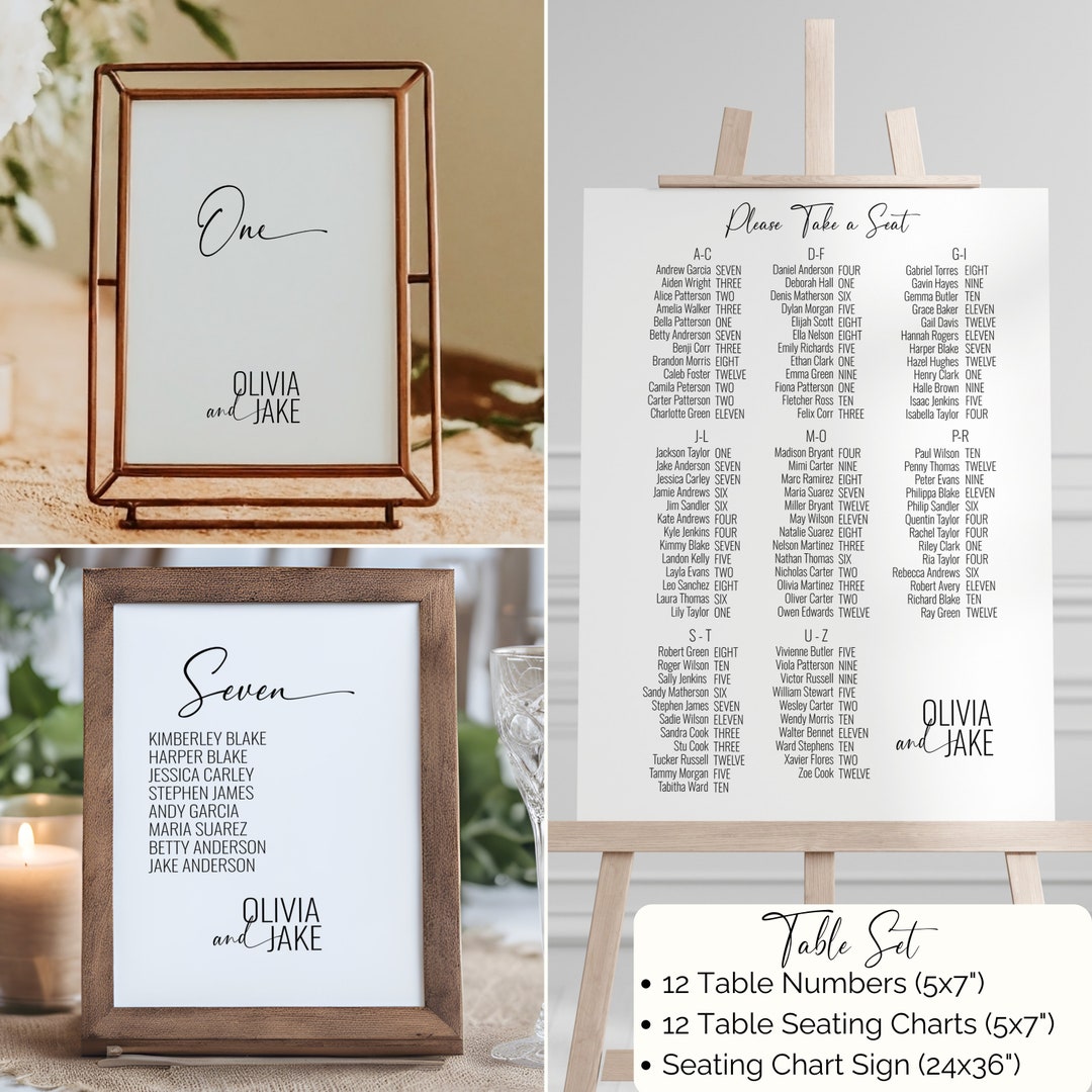 Table Numbers Seating Chart Sign Set Table Seating Chart Find Your Seat ...