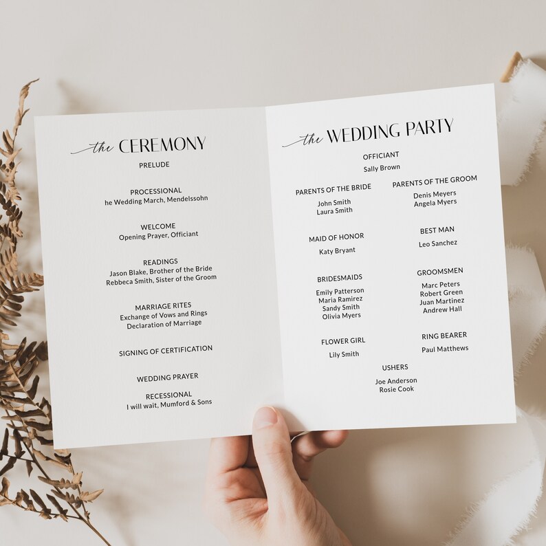 Church Wedding Program Template | Traditional Catholic Wedding Order of ...