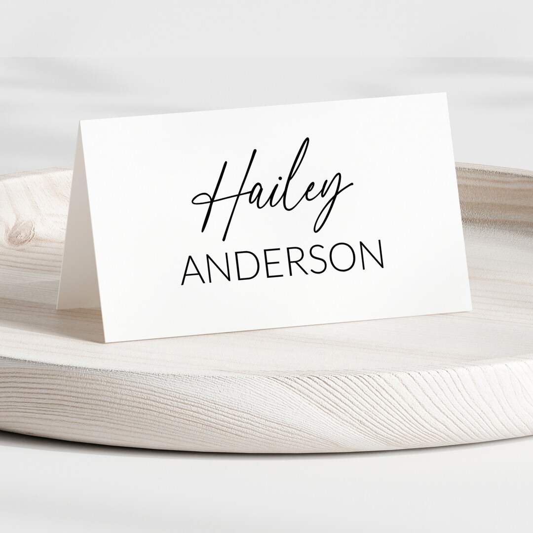 Minimalist Place Cards | Table Name Cards | Editable Instant Download ...