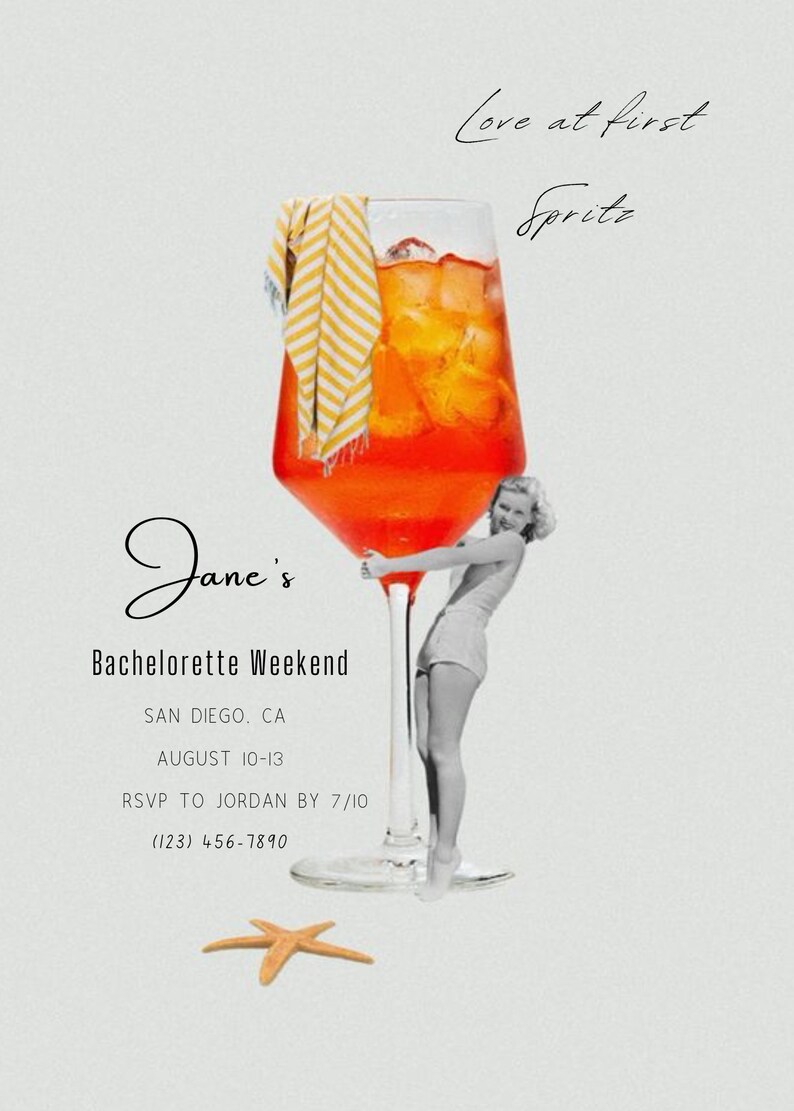 Editable & Printable Love at First Spritz Bachelorette Invitation ...