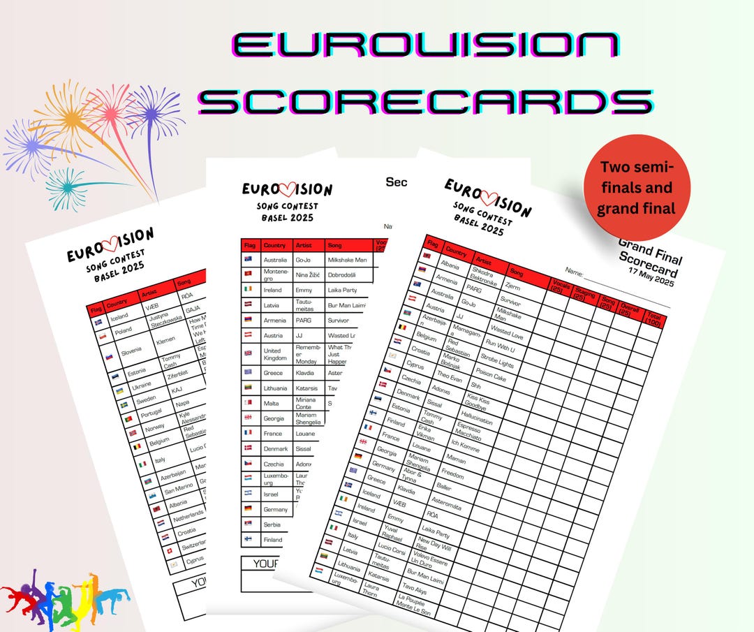 Eurovision Scorecard | Watch Party Score Sheet | Eurovision Basel ...