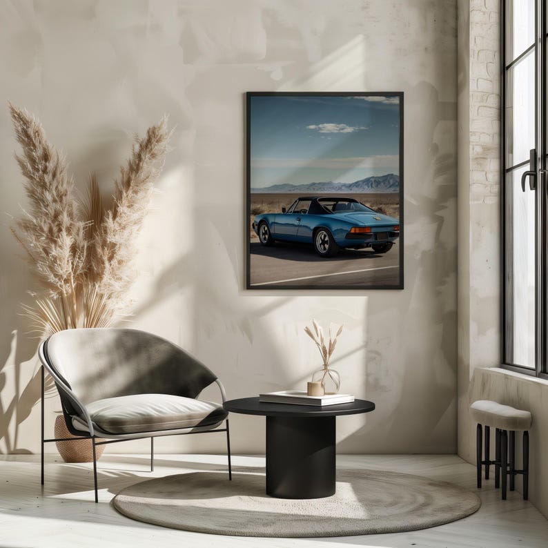 Vintage Porsche 914 Poster | Stunning Blue Porsche Illustration ...
