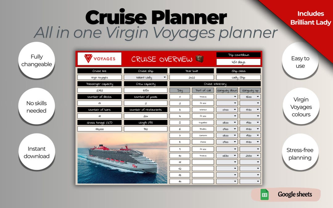 Virgin Voyages Planner | Cruise Organizer | Cruise Packing List ...