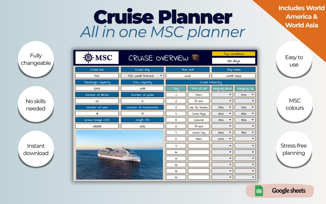 MSC Planner | Cruise Planner | Cruise Organizer | Cruise Packing List ...