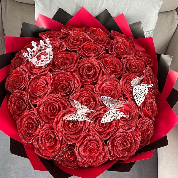 Glitter Roses Bouquet - Etsy UK