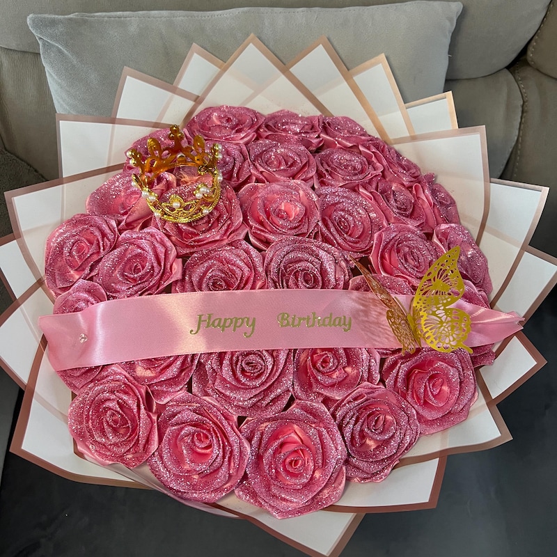 Pink Rose Bouquet - Etsy