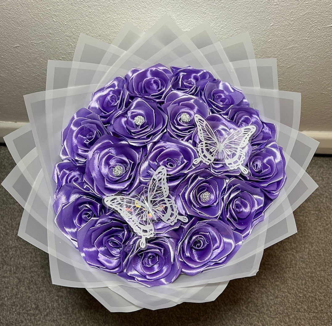 Ramo de rosas eternas - rosas lisas de color lila - Etsy España