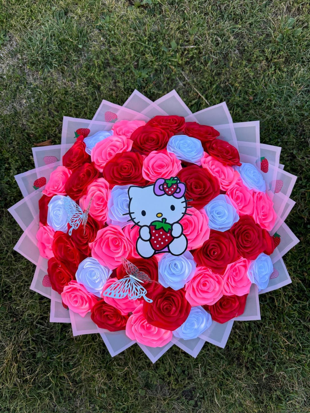 Eternal Rose Bouquet | Strawberry Hello Kitty - Etsy