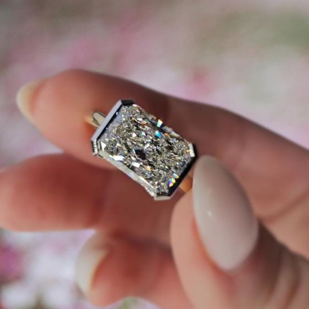 East West 2.50 CT Radiant Cut Moissanite Engagement Ring 14K Gold Wedding Ring Personalized Ring ...