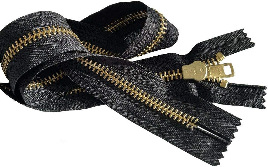 YKK#10 4" - 36" Brass With Automatic Lock Slider Metal Zipper Closed ...
