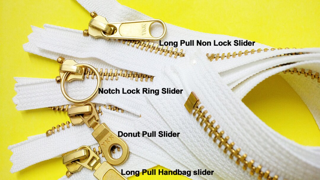 7 Inch 50 Exposed Zipper With Donut Pull Slider - WHITE YKK Metal ...