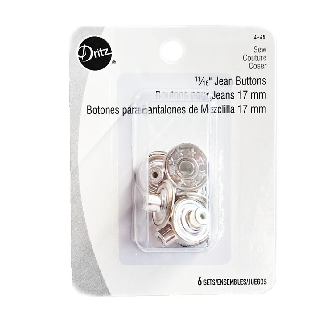 Dritz 4-65 Jean Buttons 11/16-inch, Nickel, 6 Sets Count - Etsy