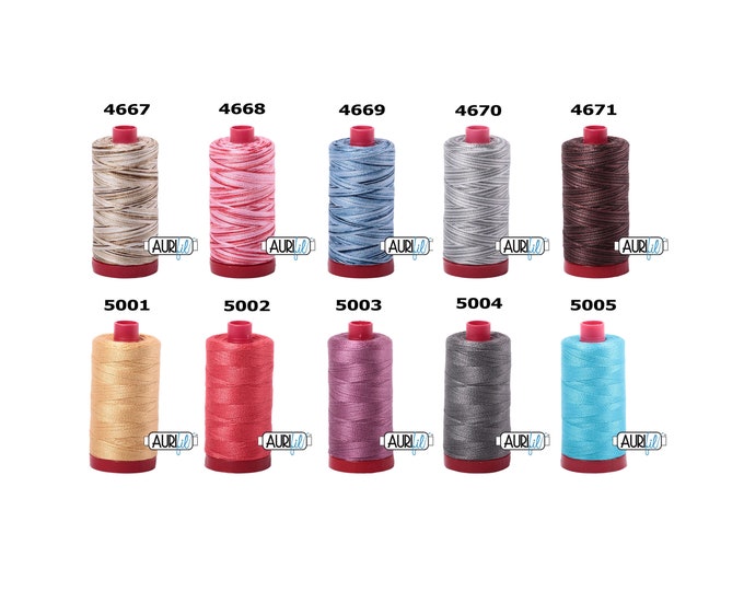 AURIFIL 4655 Storm at Sea Blue Variegated MAKO 12 Weight Wt 350 M 356yd ...