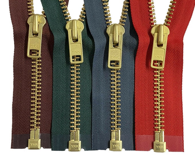 YKK Army Green Antique Brass Doughnut Pull Zippers pack of 5 10cm 13cm ...