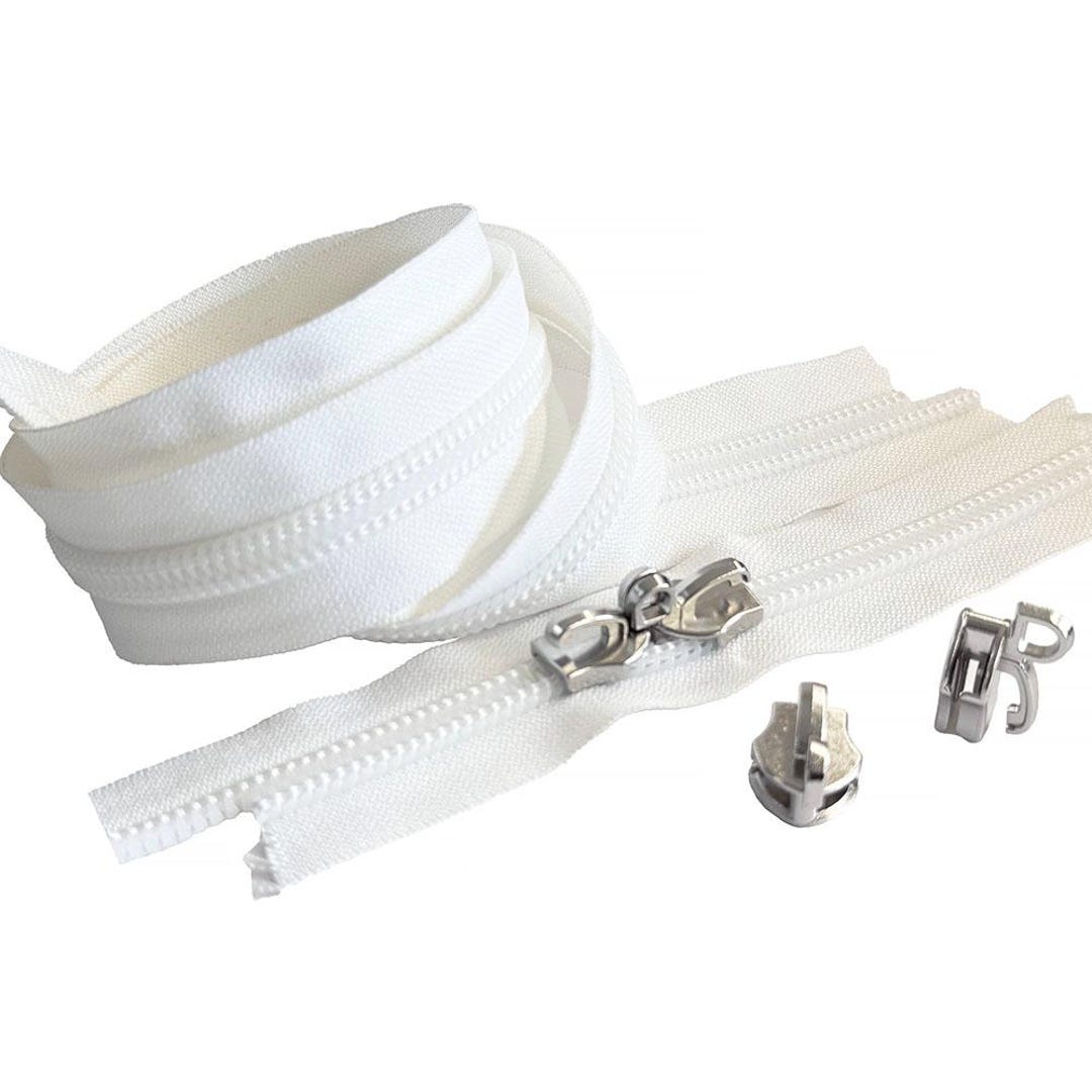 Number 10 White Nylon Coil Zipper Repair Kit, Nickel Slider - Etsy