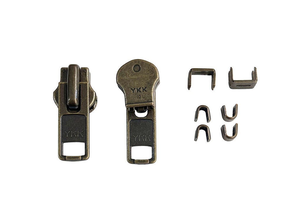 YKK Zipper Repair Kit, 32pcs Antique Brass Metal Sliders & Stoppers - Etsy
