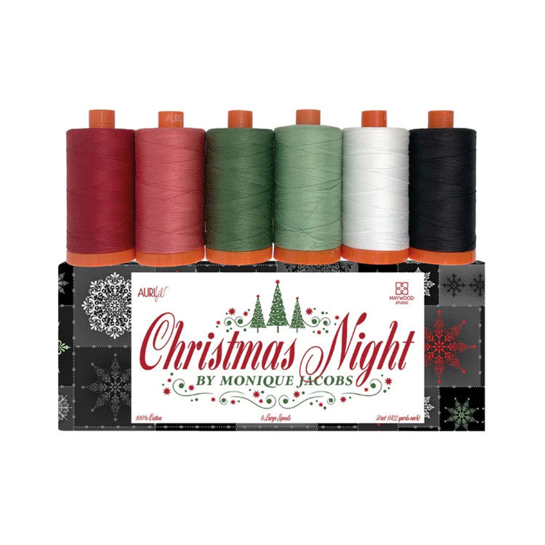 Aurifil 6 LARGE SPOOLS COTTON 50WT - Christmas Night Thread Set Colors ...