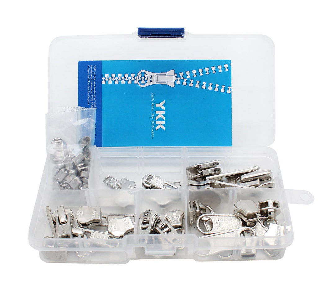 YKK Zipper Repair Kit, Aluminum Metal Sliders and Stops, Assorted Sizes ...