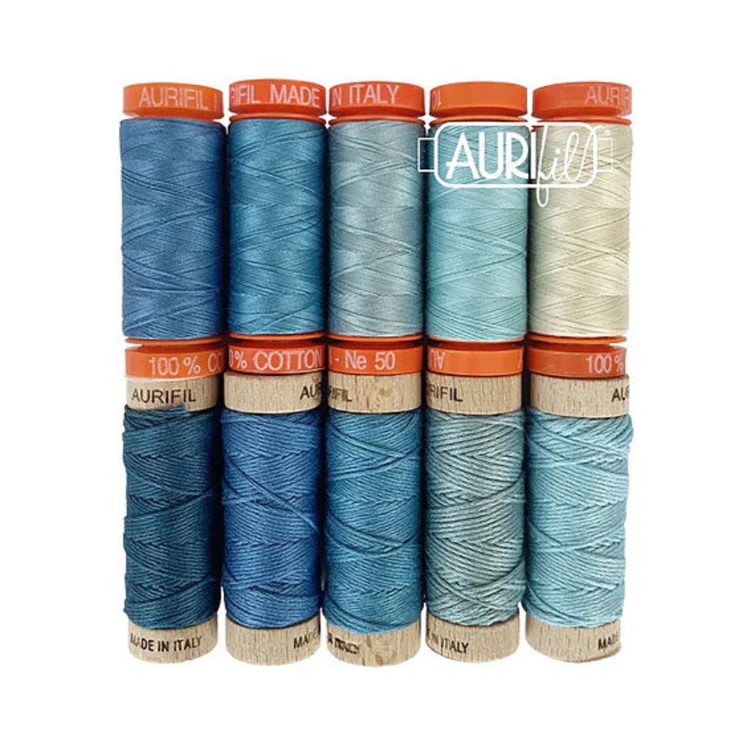 Aurifil Thread Kit - Indigo Designer Collections 10 Small Spools Cotton ...