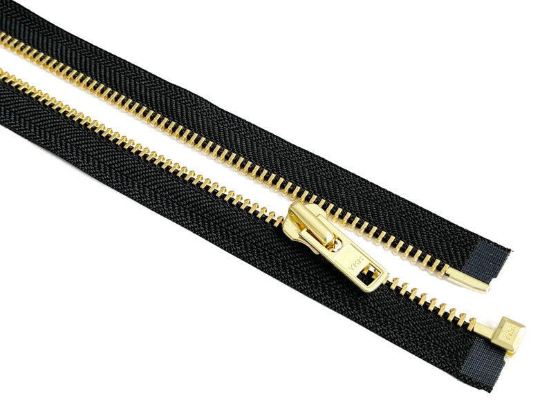 YKK #8 Golden Brass Heavy Duty Zipper – Black Jacket Zipper (4"-36") - Etsy