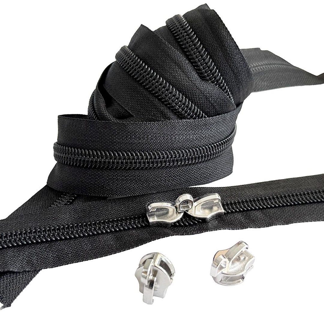 10 Nylon Coil Zipper Repair Kit, Black Continuous Zippers for Bags - Etsy