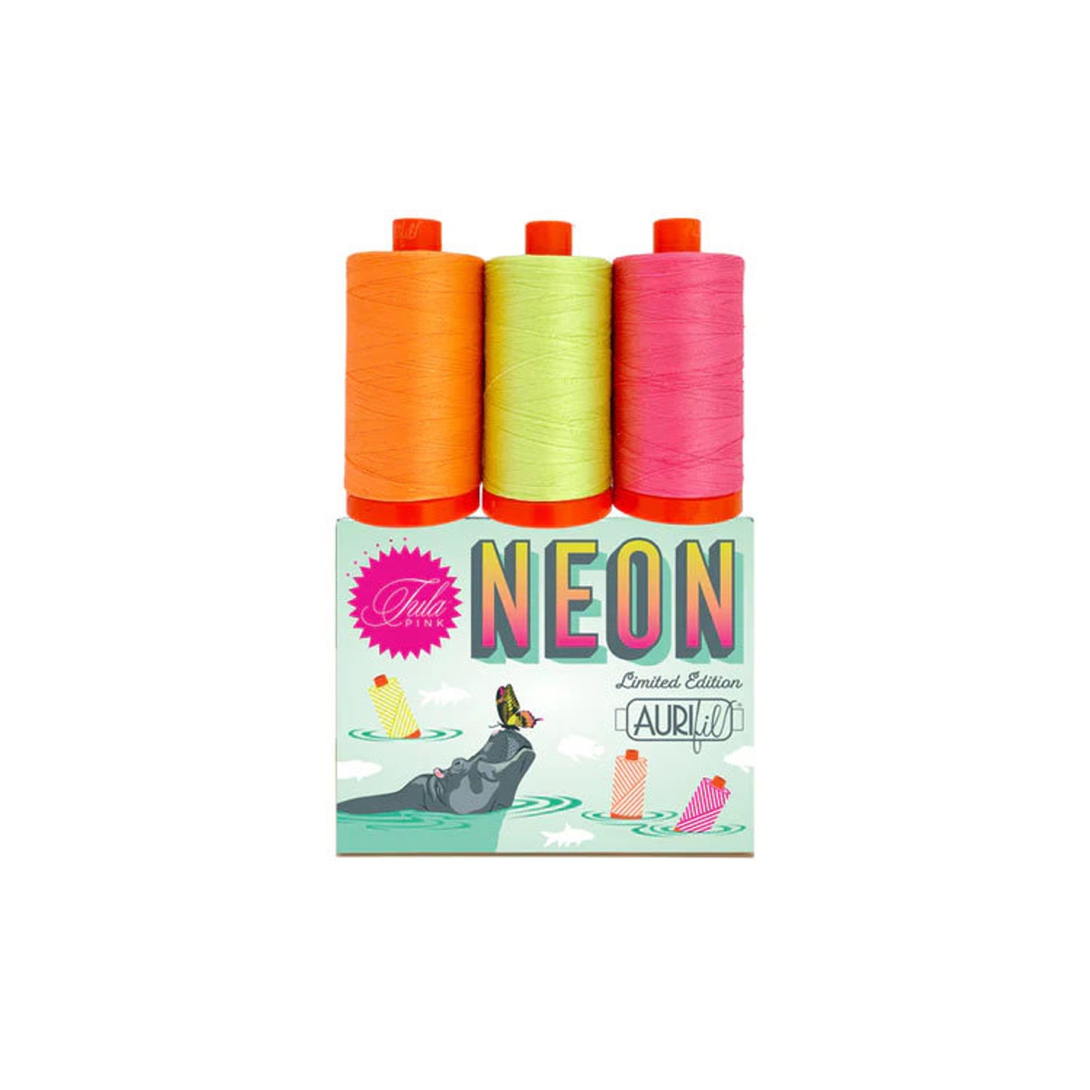 Aurifil 3 LARGE SPOOLS COTTON 50WT Tula Pink's Neons Thread Set Colors ...